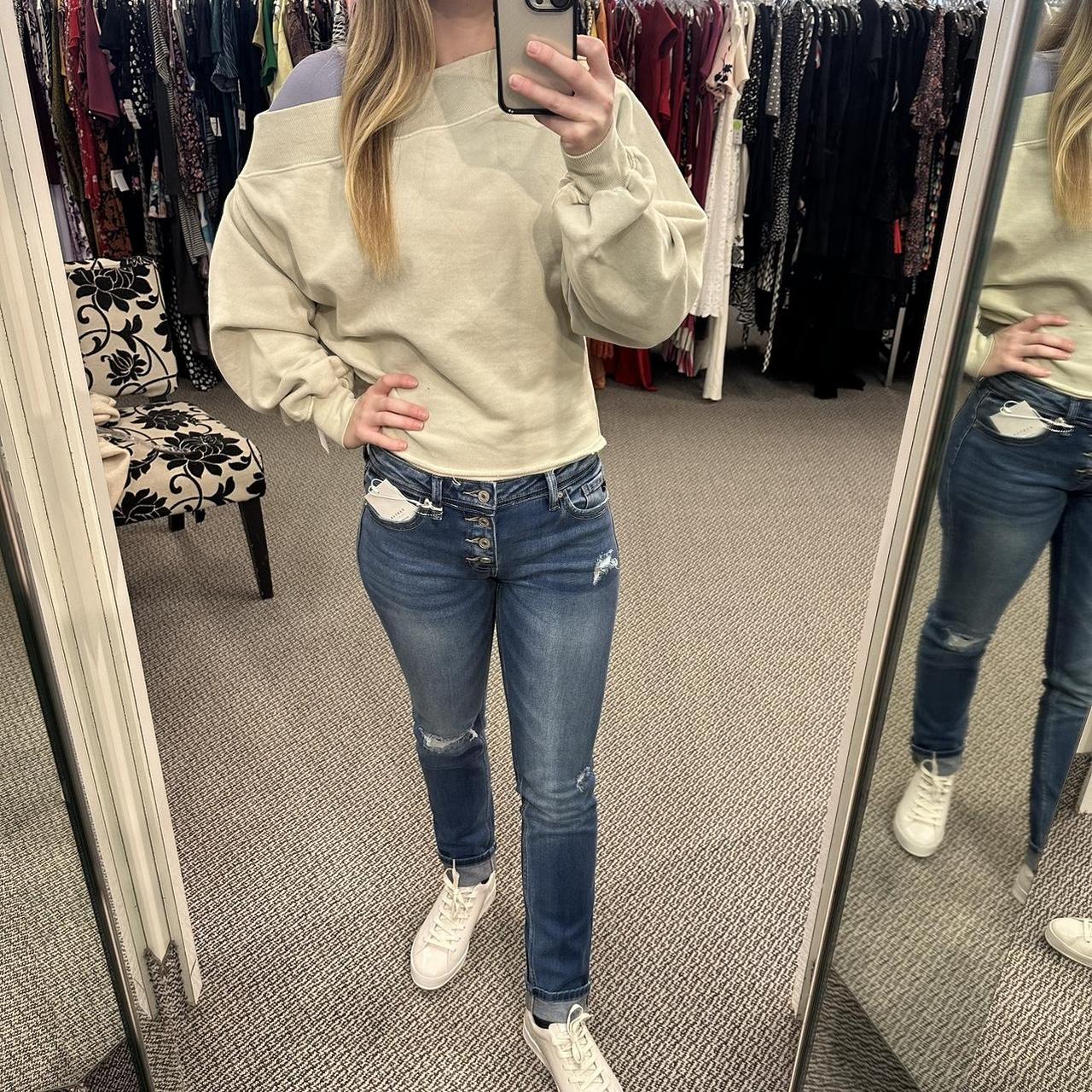 Free People off the shoulder cropped crew... - Depop