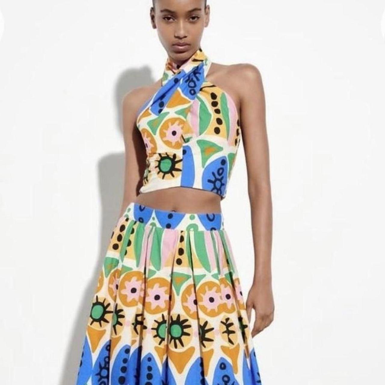 Repop- Zara Multi-Colour Halter Neck Top selling as... - Depop