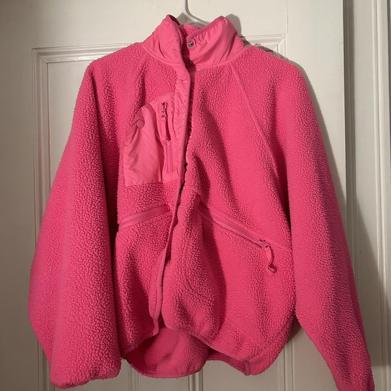free people hit the slopes fleece in neon pink - Depop