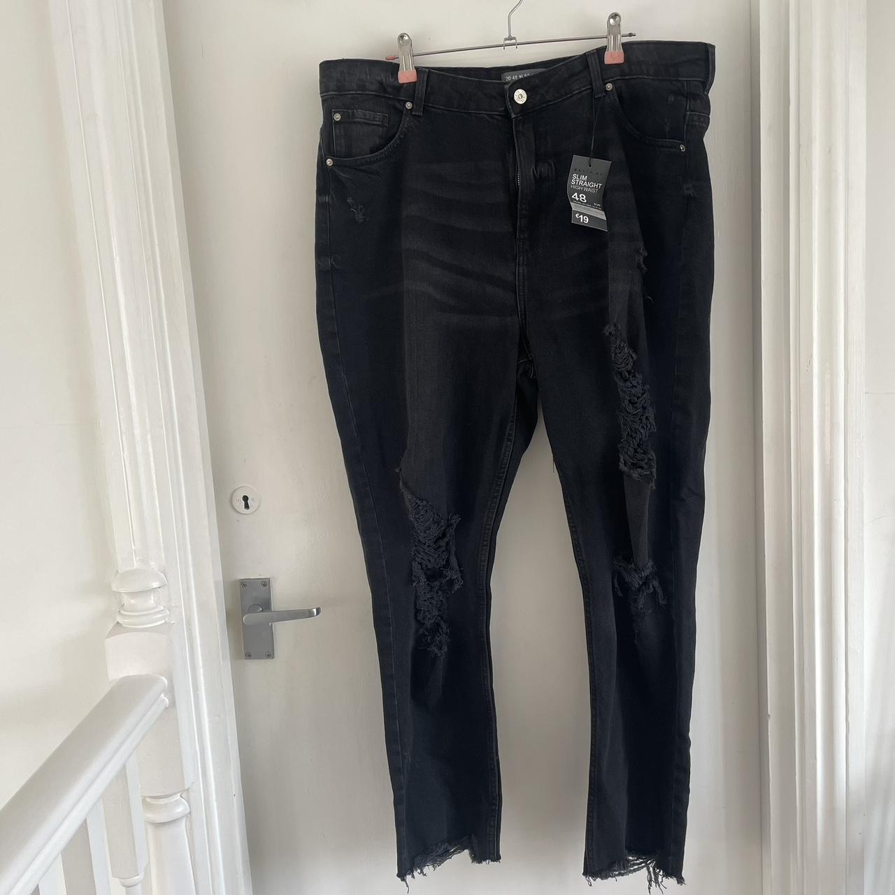 Primark denim & co washed black slim straight leg... - Depop