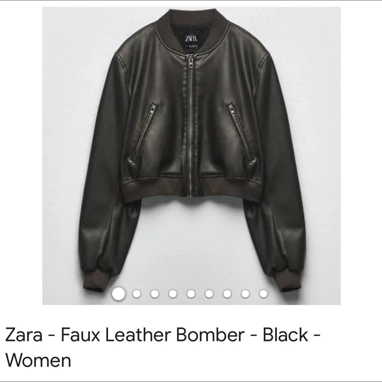 Zara Faux Leather Bomber Jacket - Black Purchased... - Depop