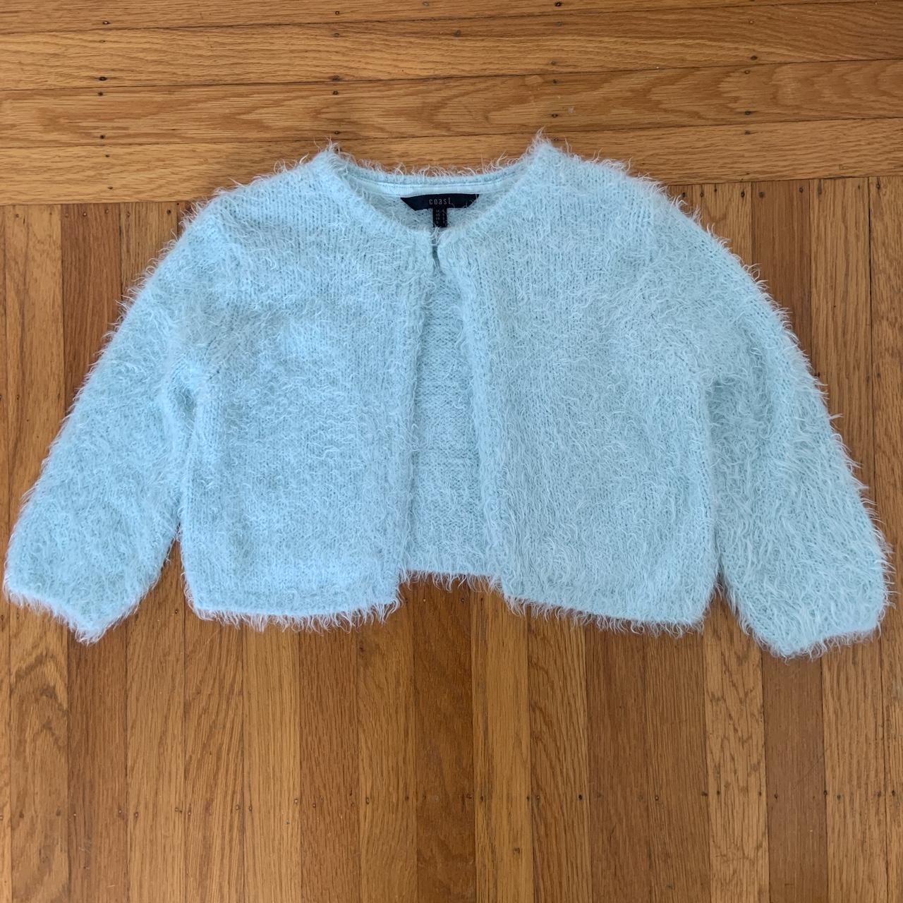Fuzzy light blue shrug/ cardigan sweater So soft!... - Depop