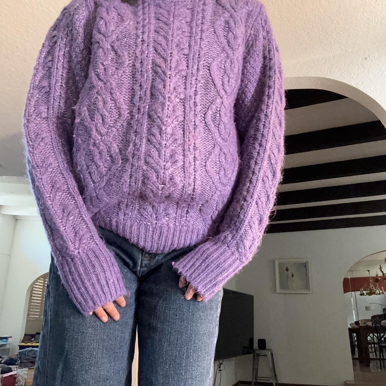 Violet purple cable knit sweater 💜 comfy and perfect... - Depop
