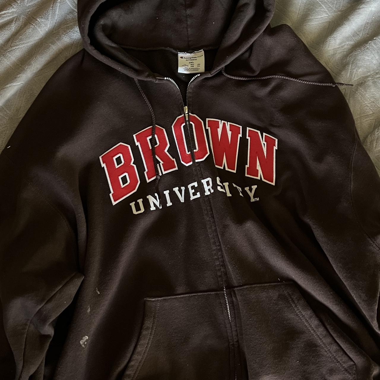 oversized champion brown university zip up got... - Depop
