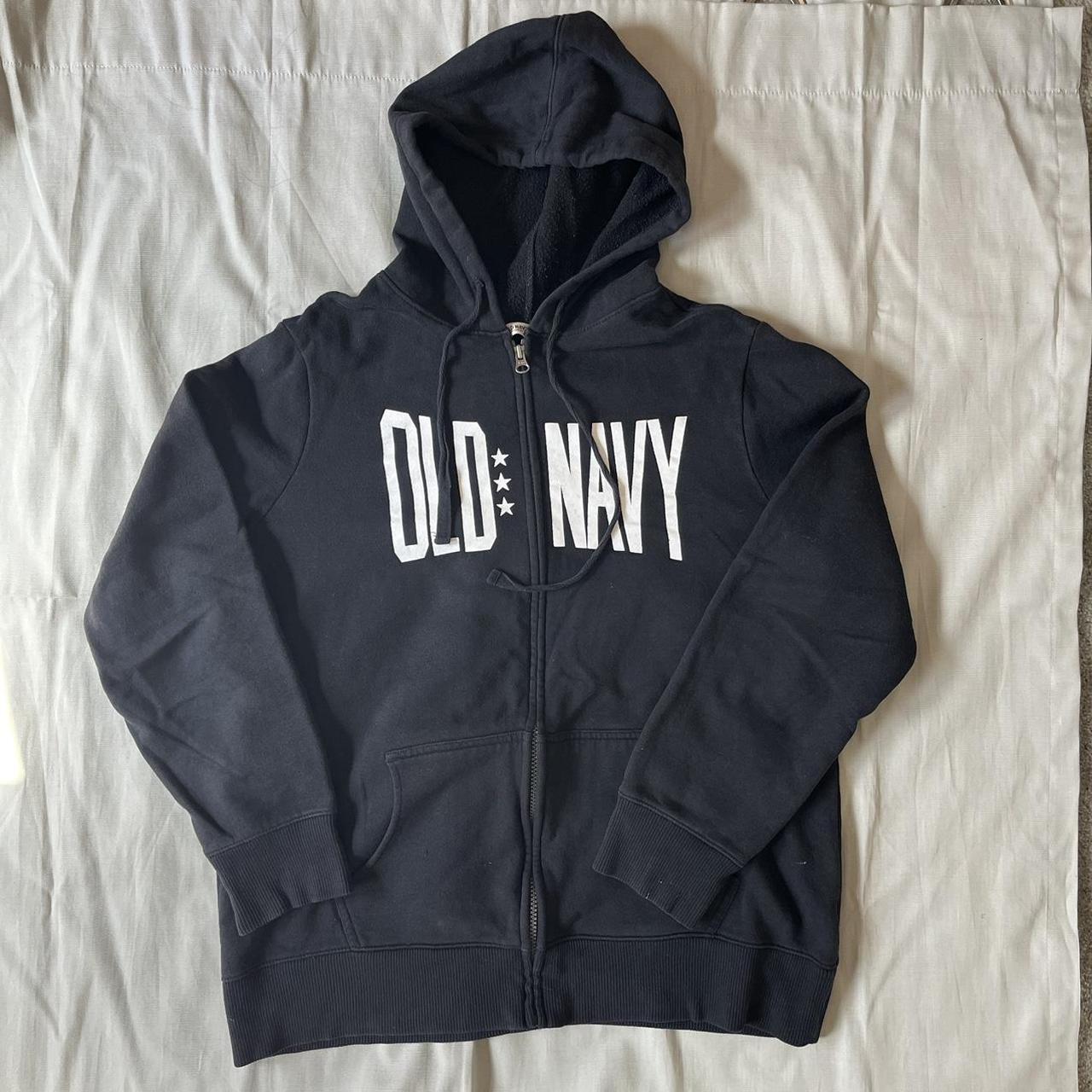 black old navy zip up kids size xl - fits mens... - Depop