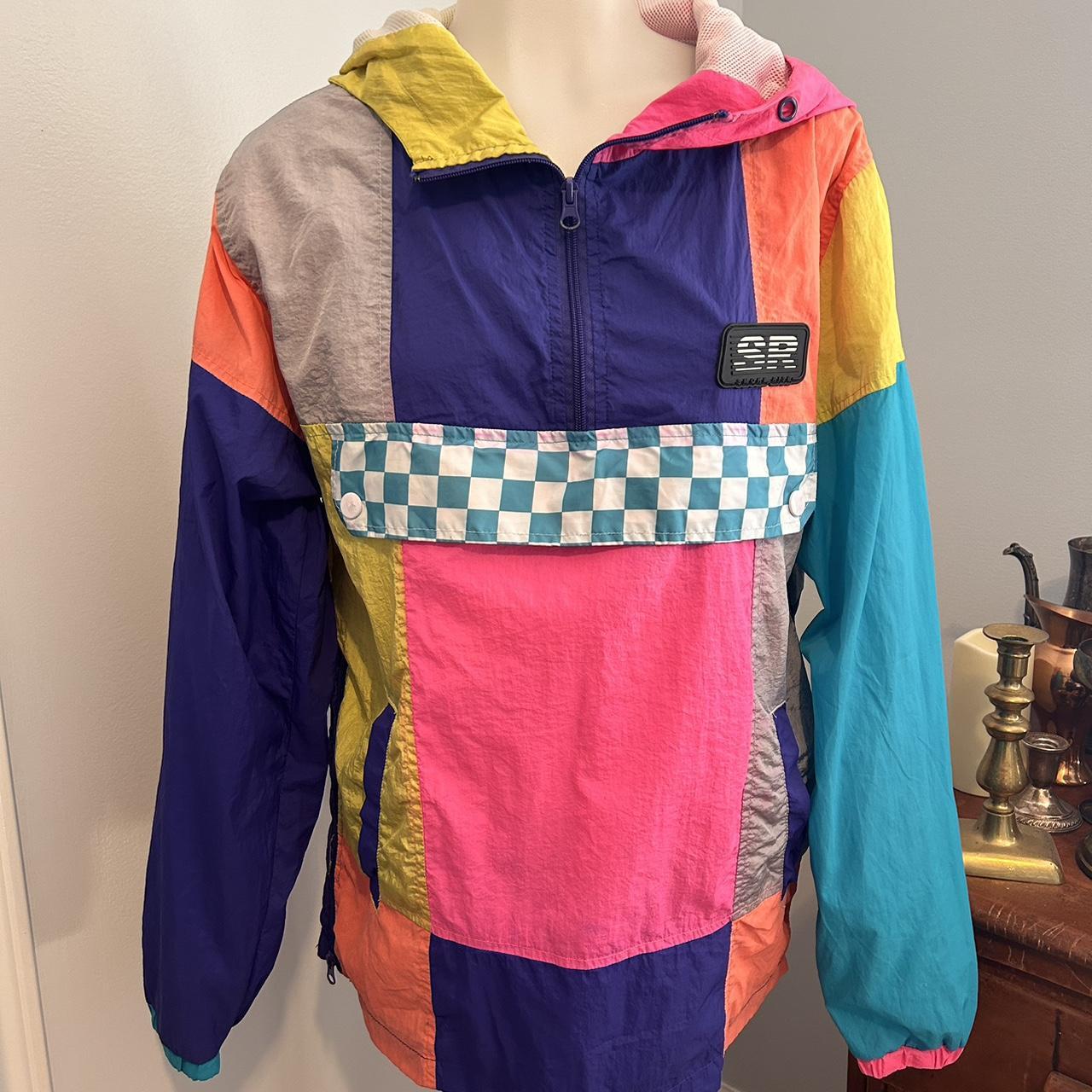 Smoke Rise SR neon windbreaker pullover vintage... - Depop
