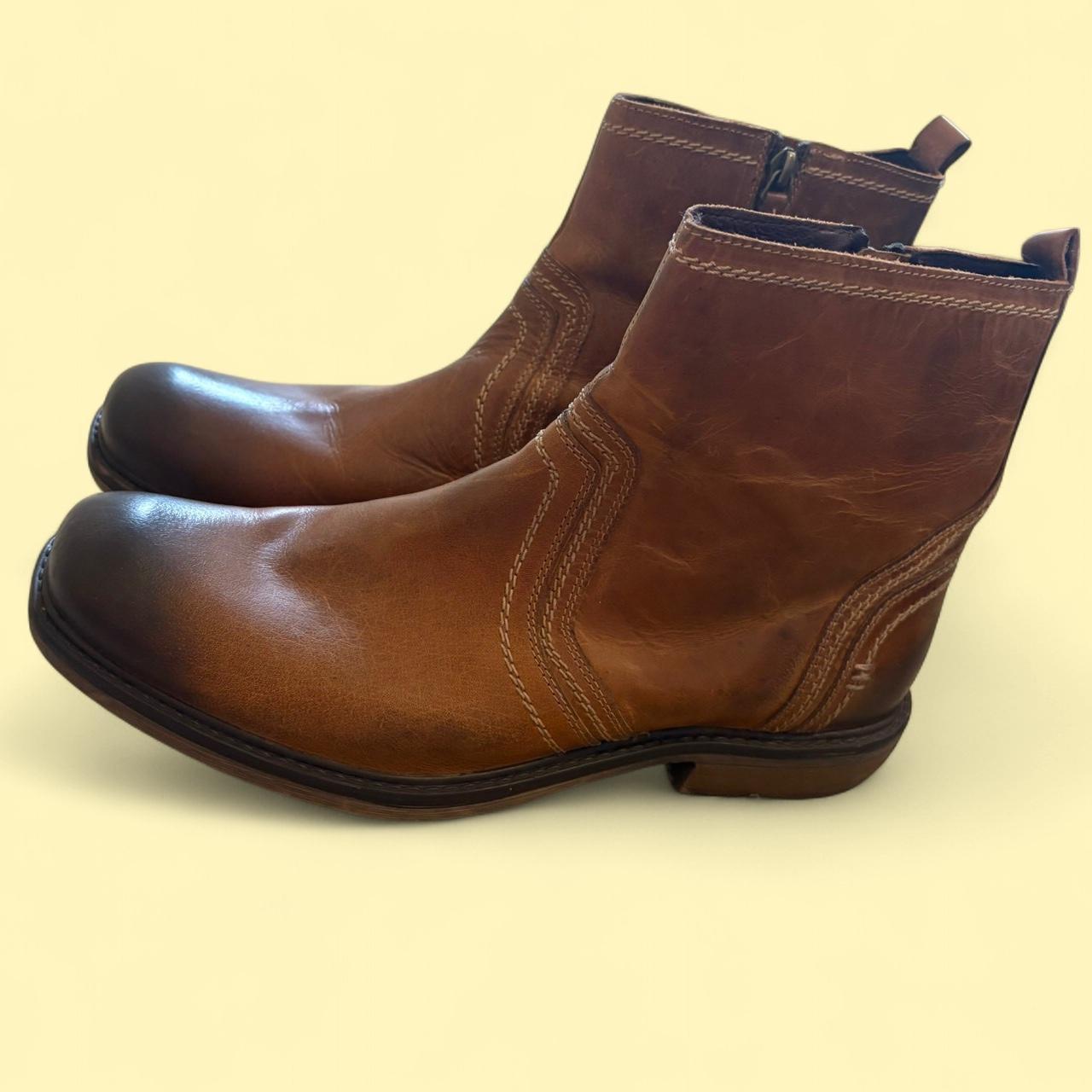 Mens ROAN brand brown leather boots with a vintage... | Depop