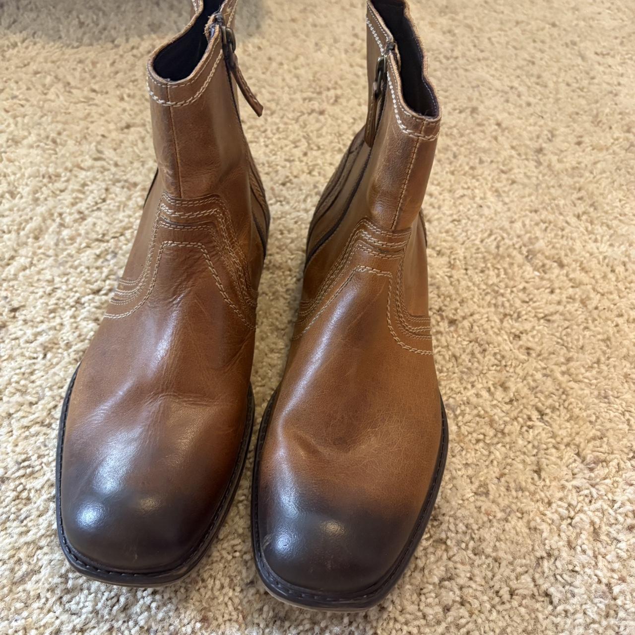 Mens ROAN brand brown leather boots with a vintage... | Depop