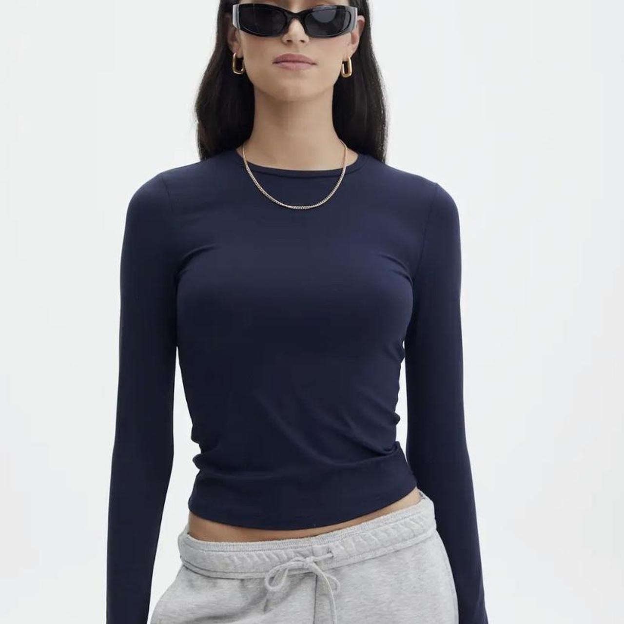 glassons super soft longsleeve top -navy... - Depop