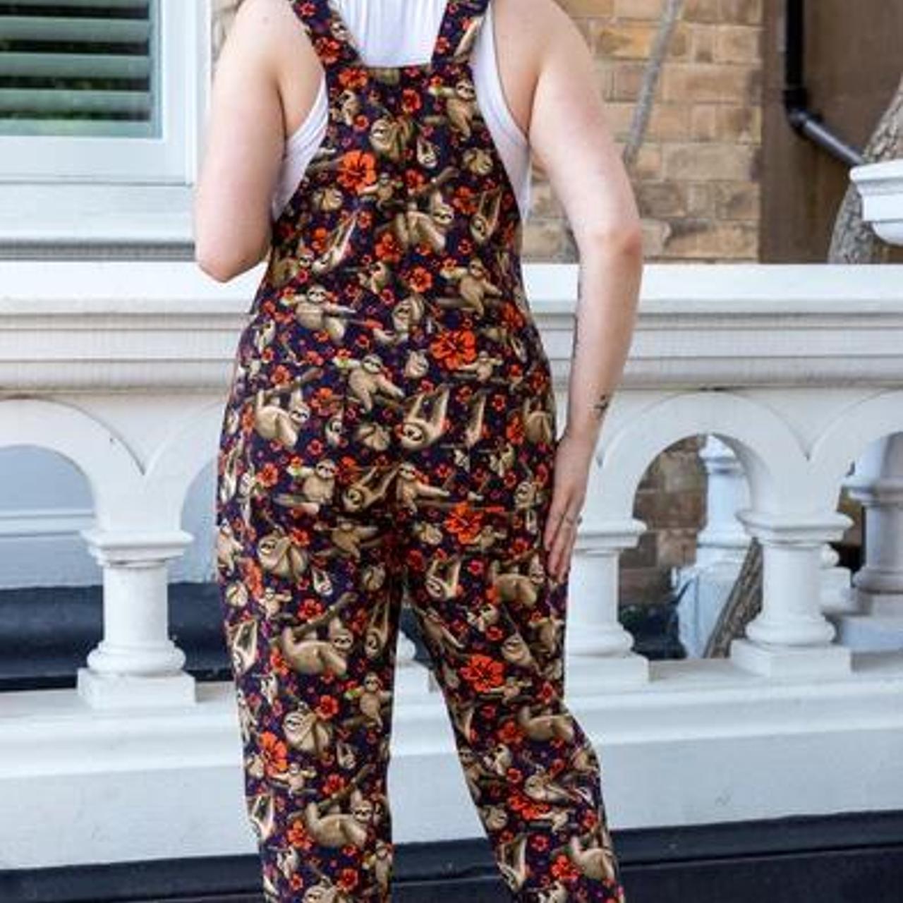 Island Time Sloth Stretch Twill Dungarees Island... - Depop