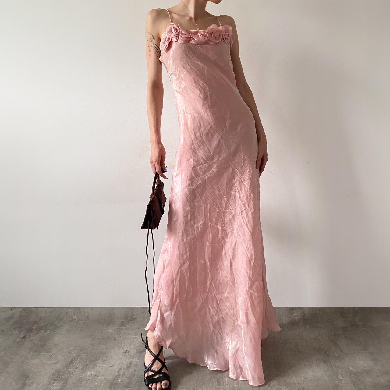 Vintage Y2K 00s Yves Calin Paris baby pink maxi cami... - Depop