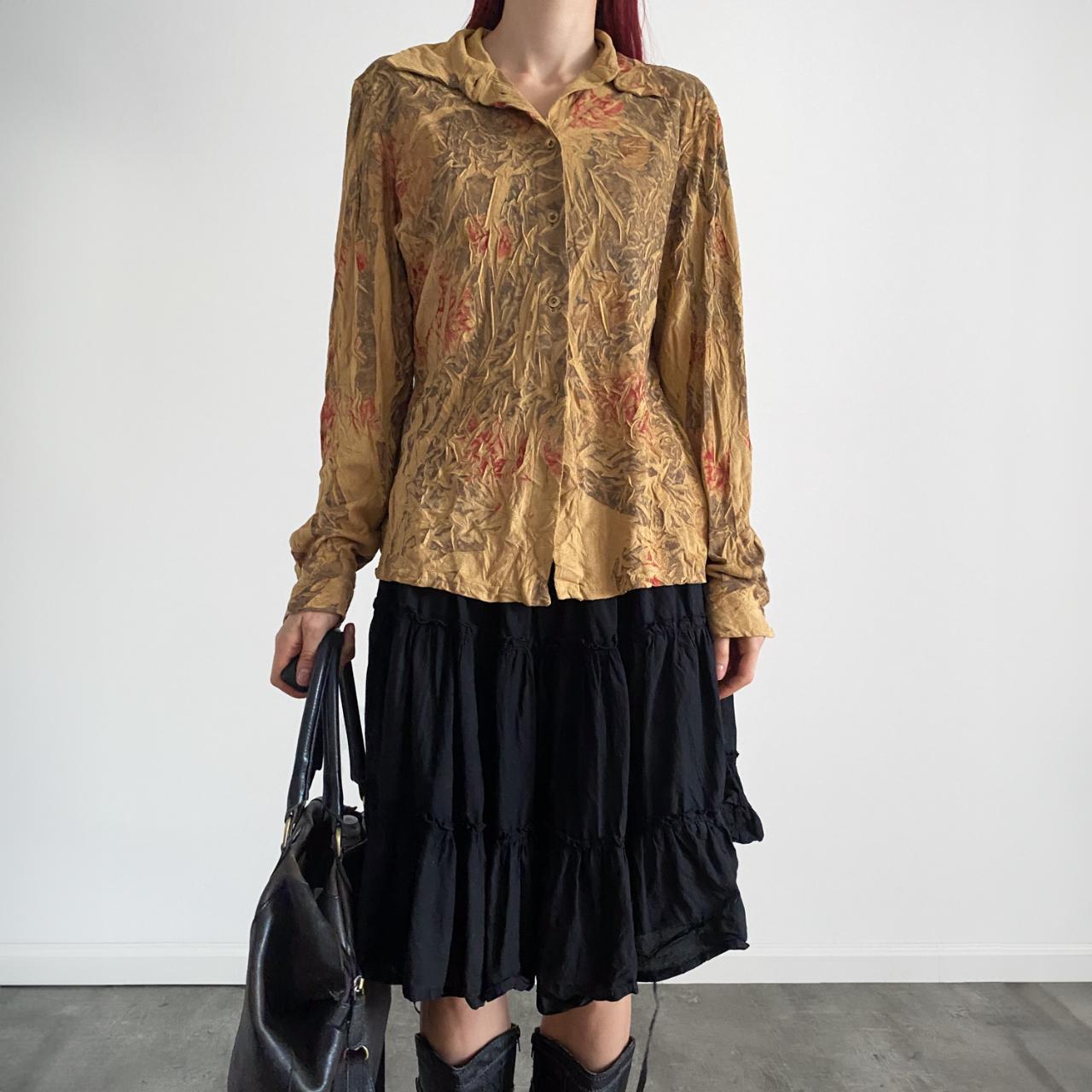 Vintage patterned suede shirt in... - Depop