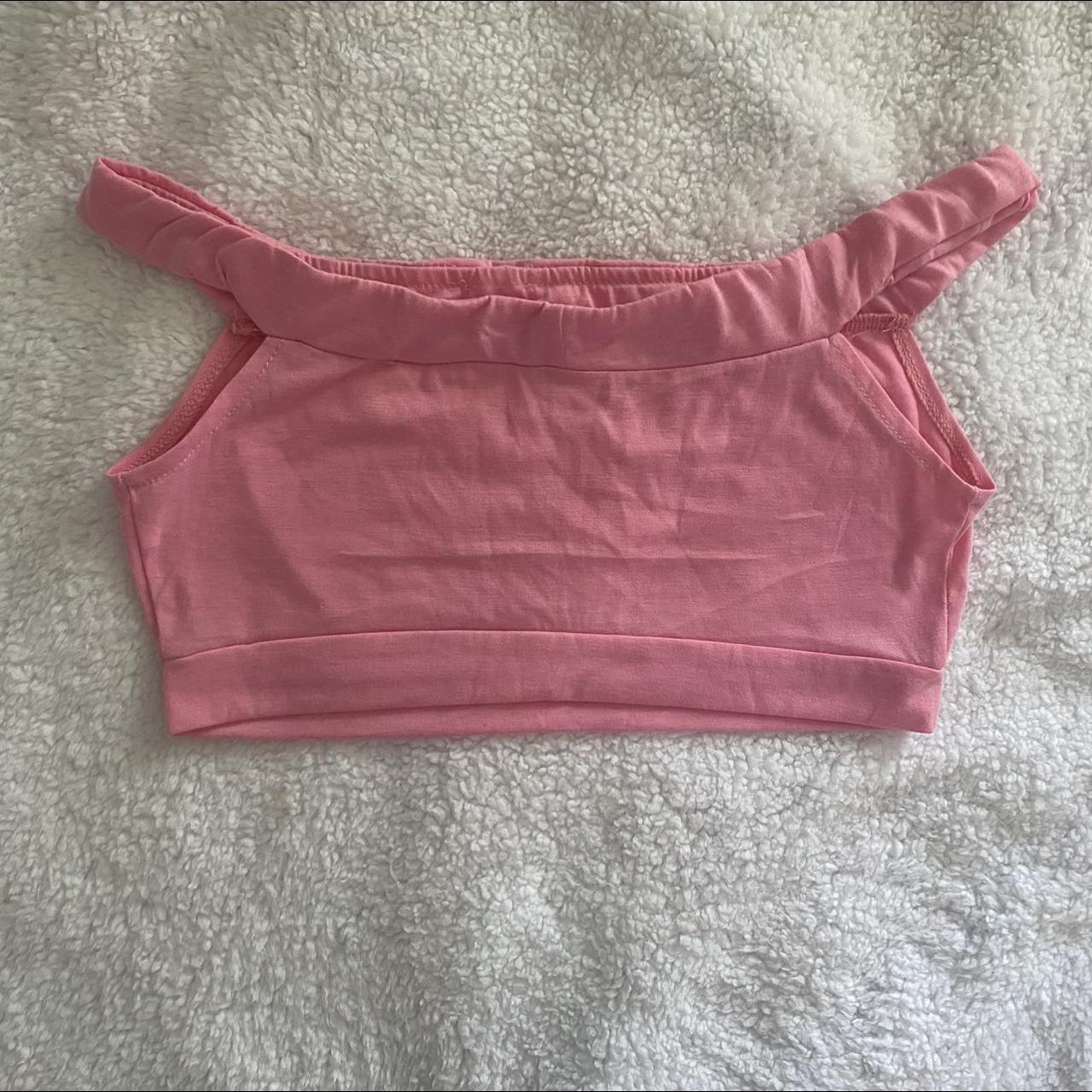 Pink Cropped Top Worn once to try on Tight fit and... - Depop