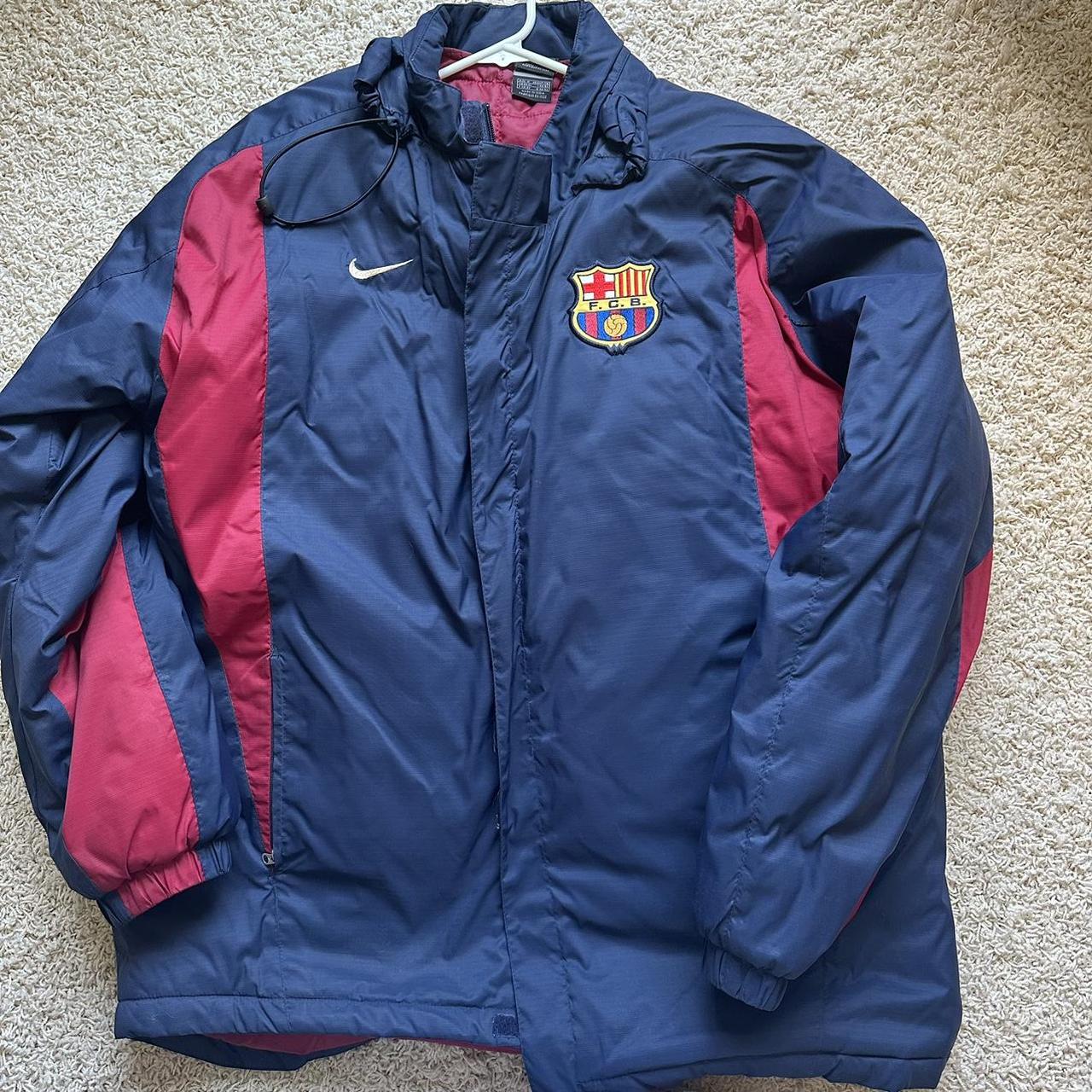 vintage nike fc 550 barcelona winter jacket. such a... - Depop