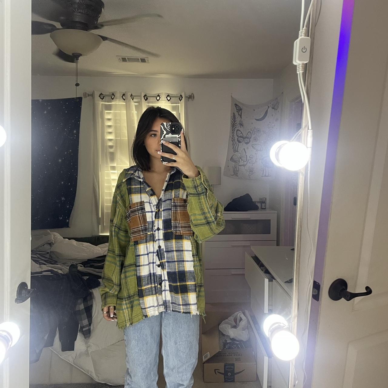 multicolor flannel #green #brown #flannel #fall #blue - Depop