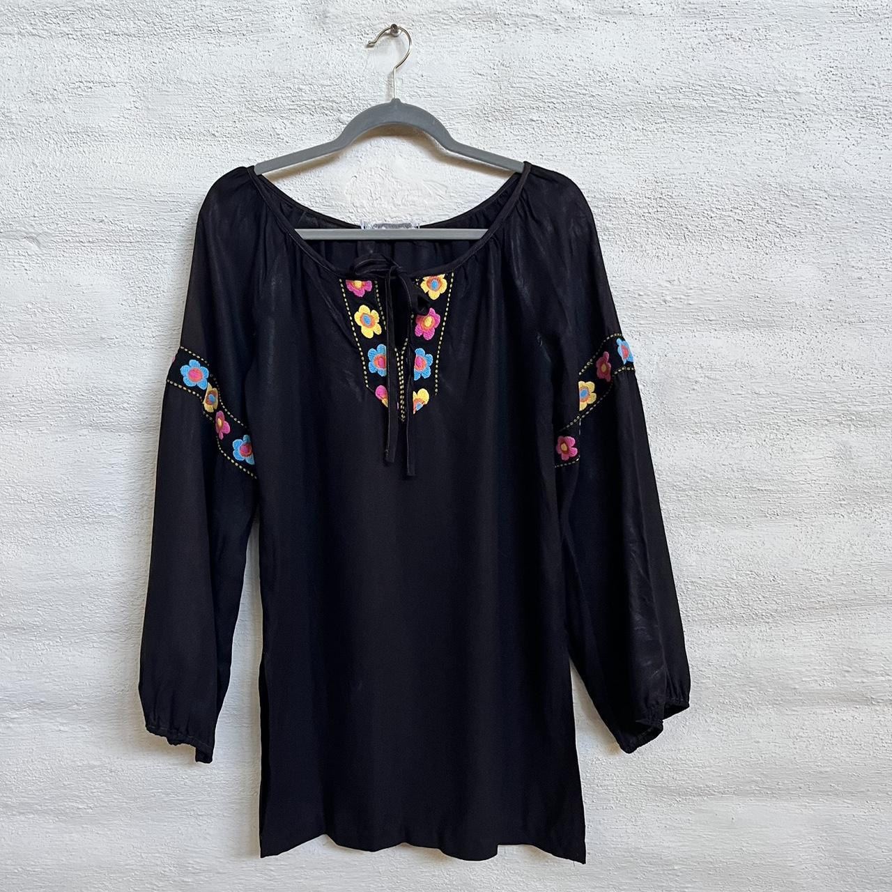 70s vintage flower power tunic dress S great... - Depop