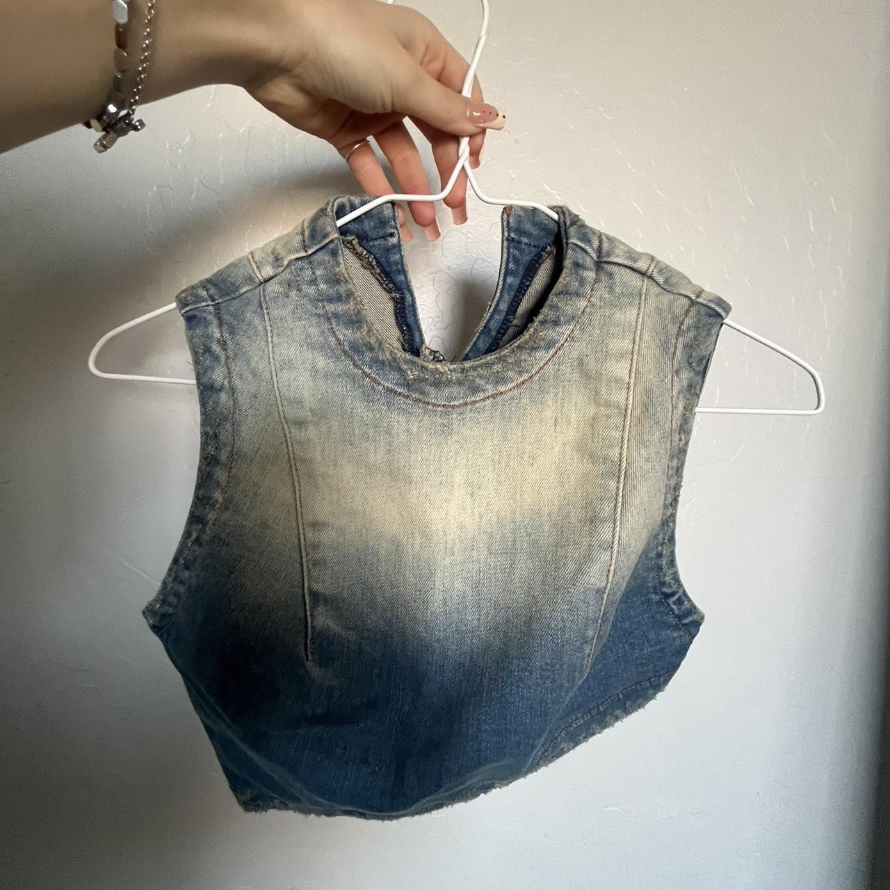 Revice Denim Asymmetrical Top - Depop