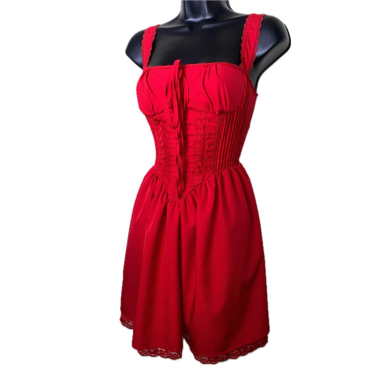 New, size small red cottagecore dress. Stretchy.... - Depop