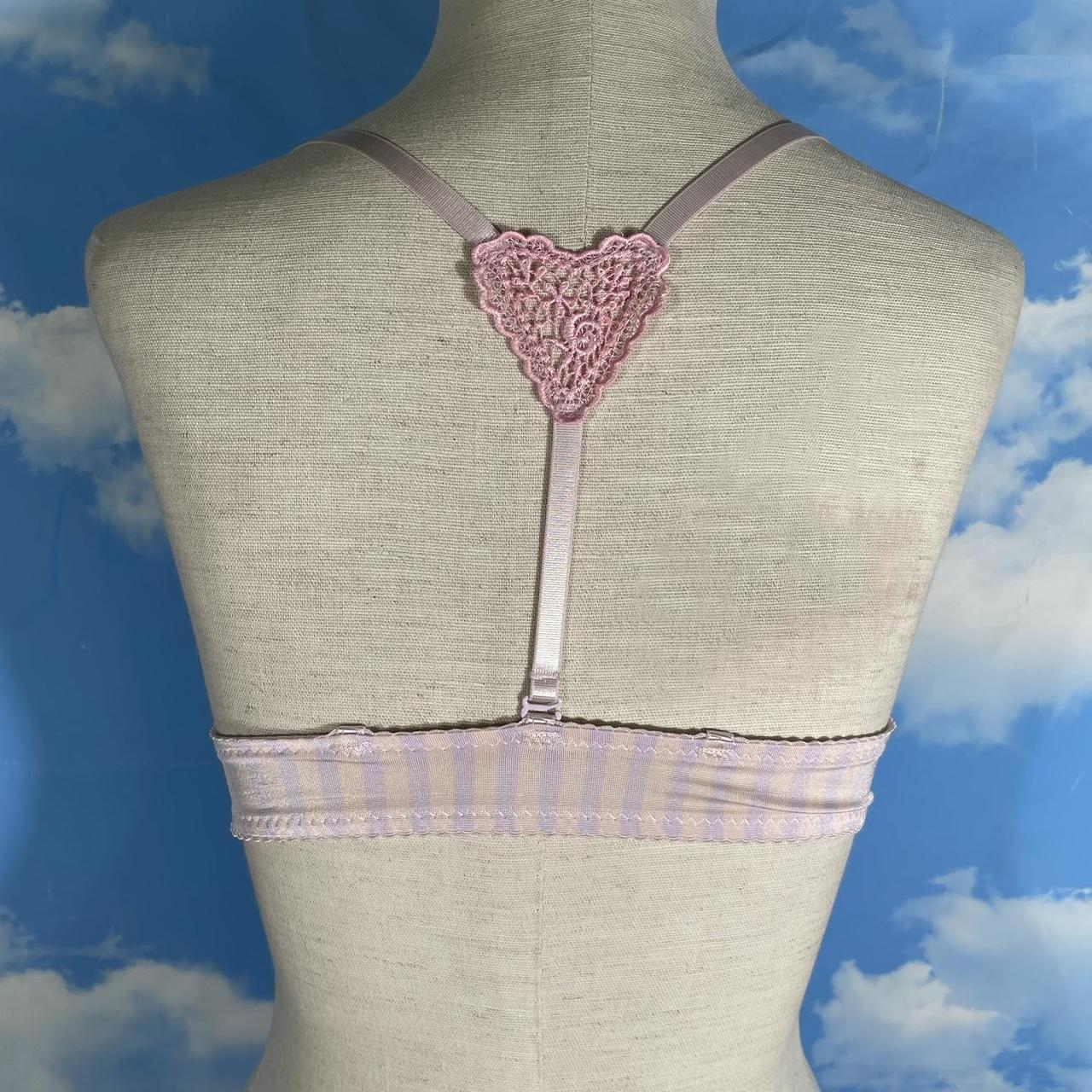 💘 adorable kawaii satin striped bra with mesh lace... - Depop