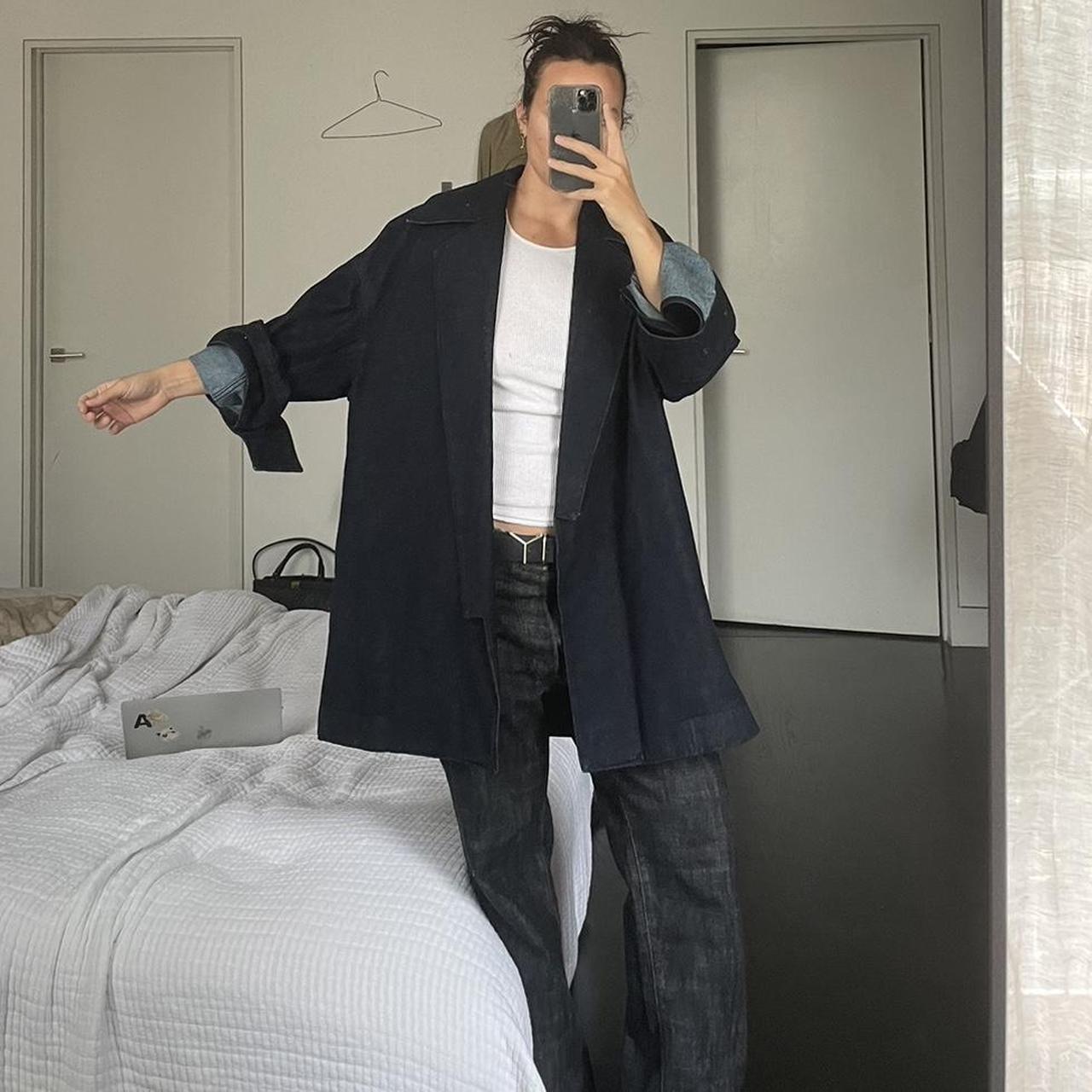 Heavyweight dark wash indigo coat made with high... | Depop