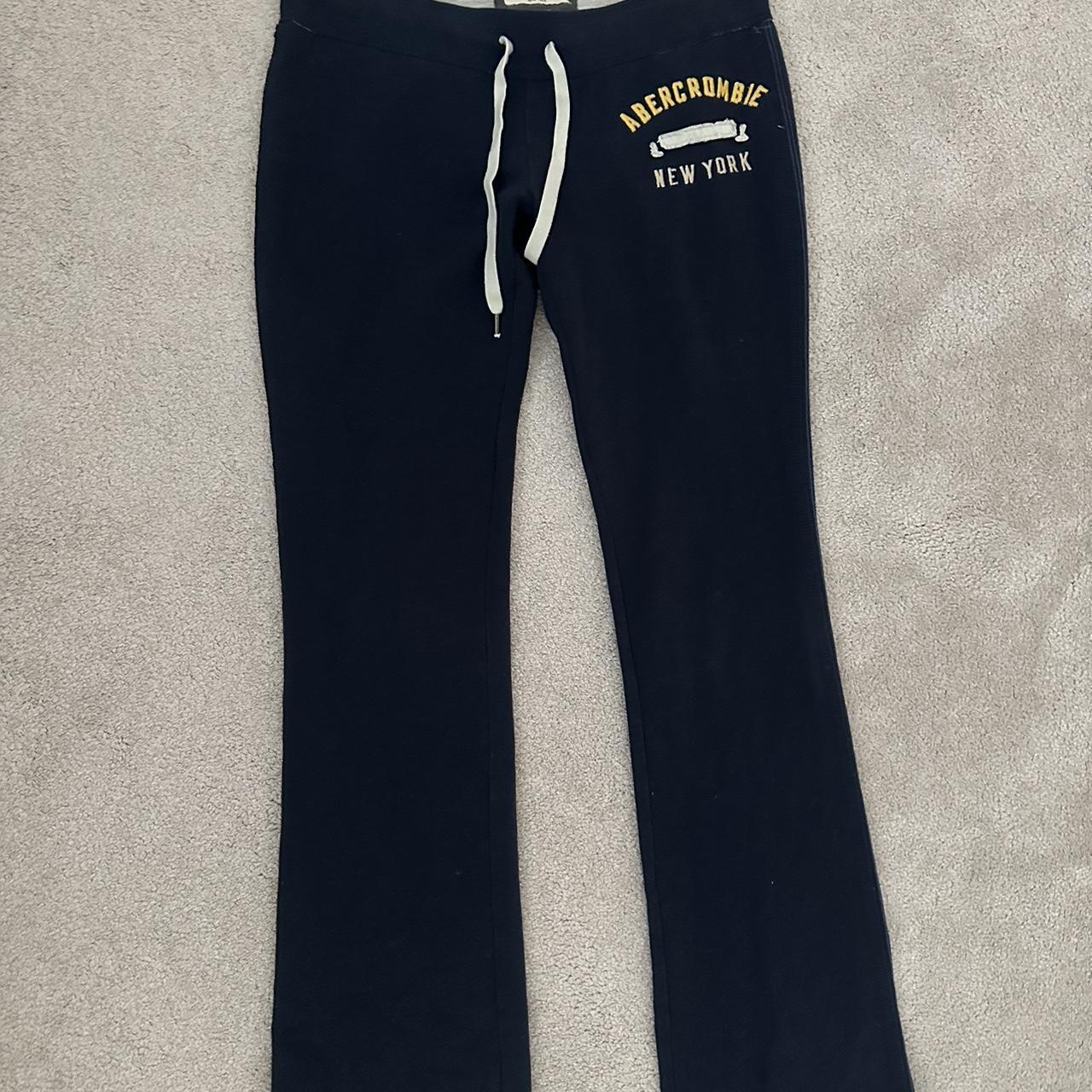Abercrombie & fitch joggers Wide flare leg Navy... - Depop