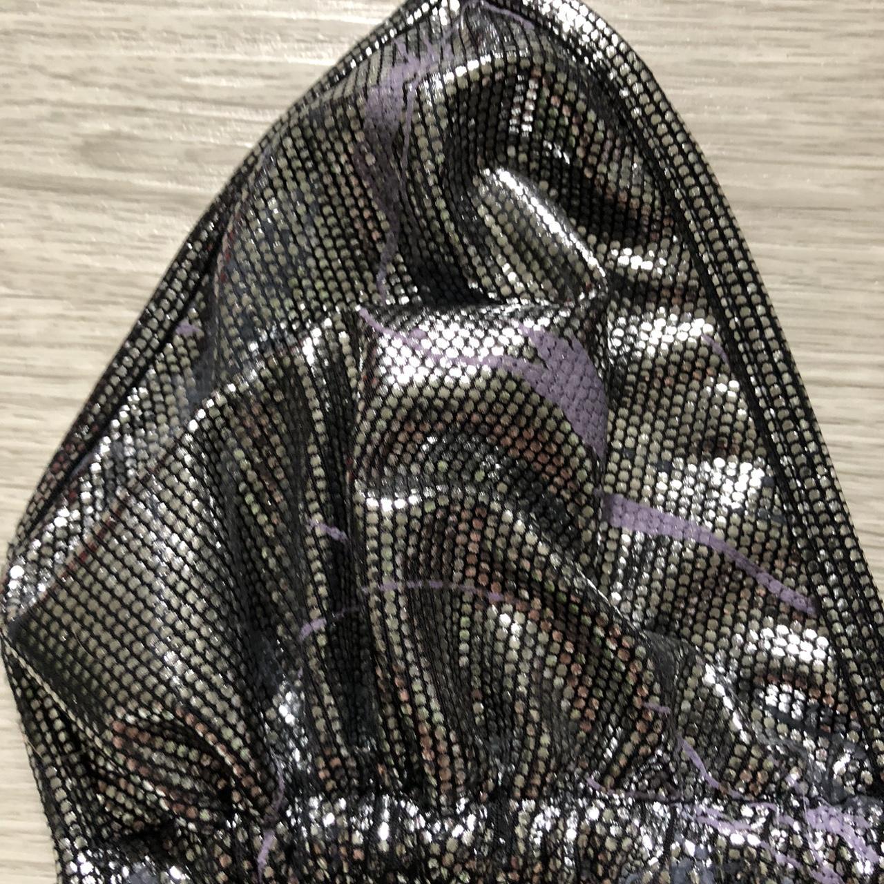 Y2K metallic silver tie up bikini Metallic silver... - Depop