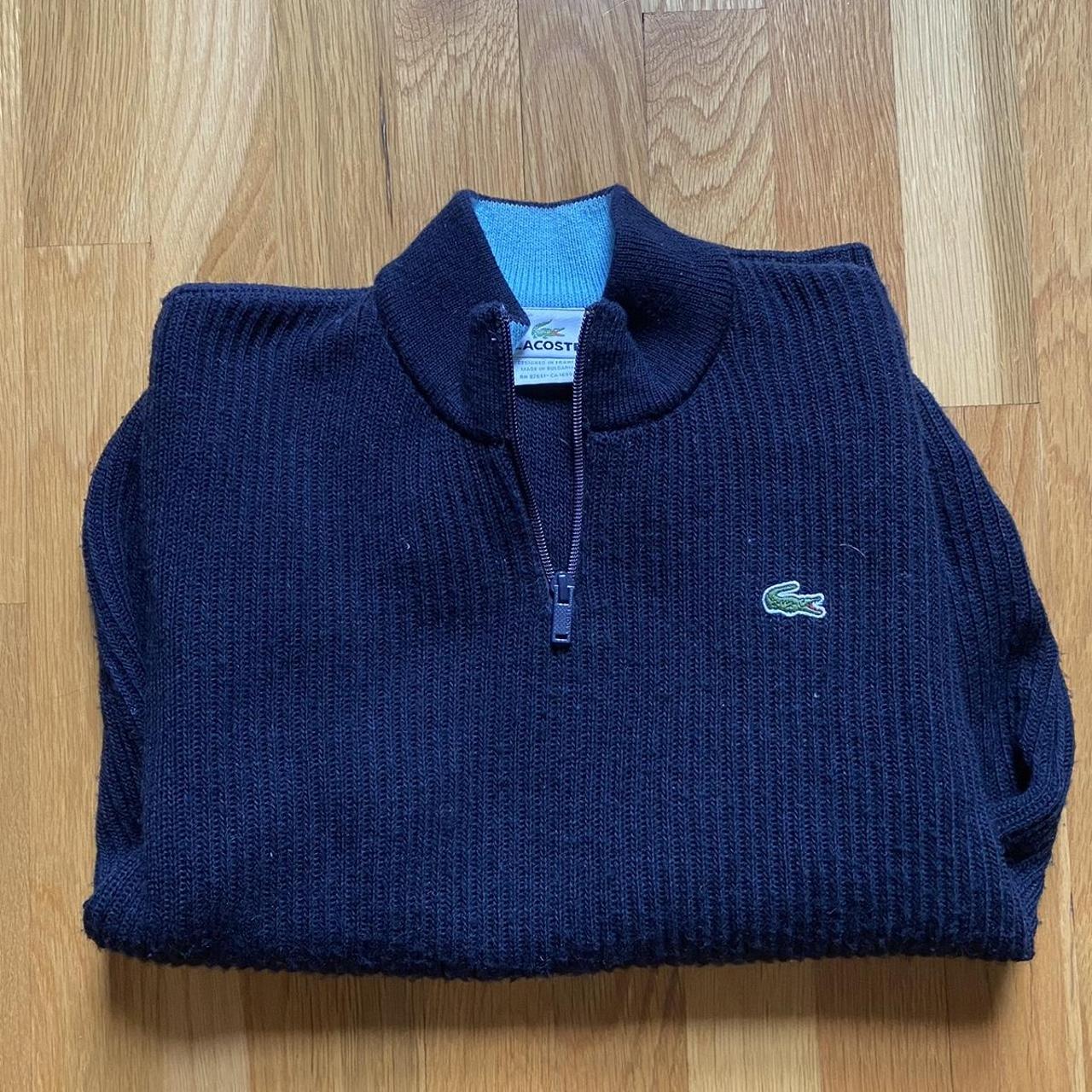 Wool Lacoste quarter zipped. ribbed pattern. very... - Depop