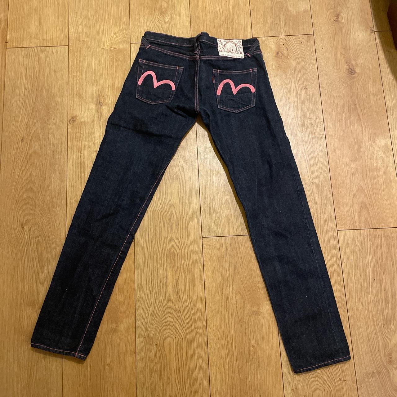 pink evisu jeans w27l32 open to offers - Depop