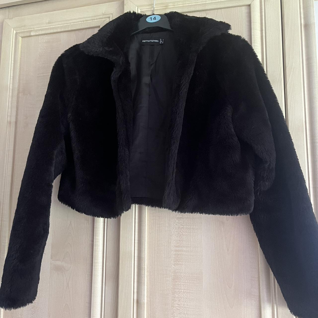 Pretty little thing, Cropped fur jacket, Size 6,... - Depop