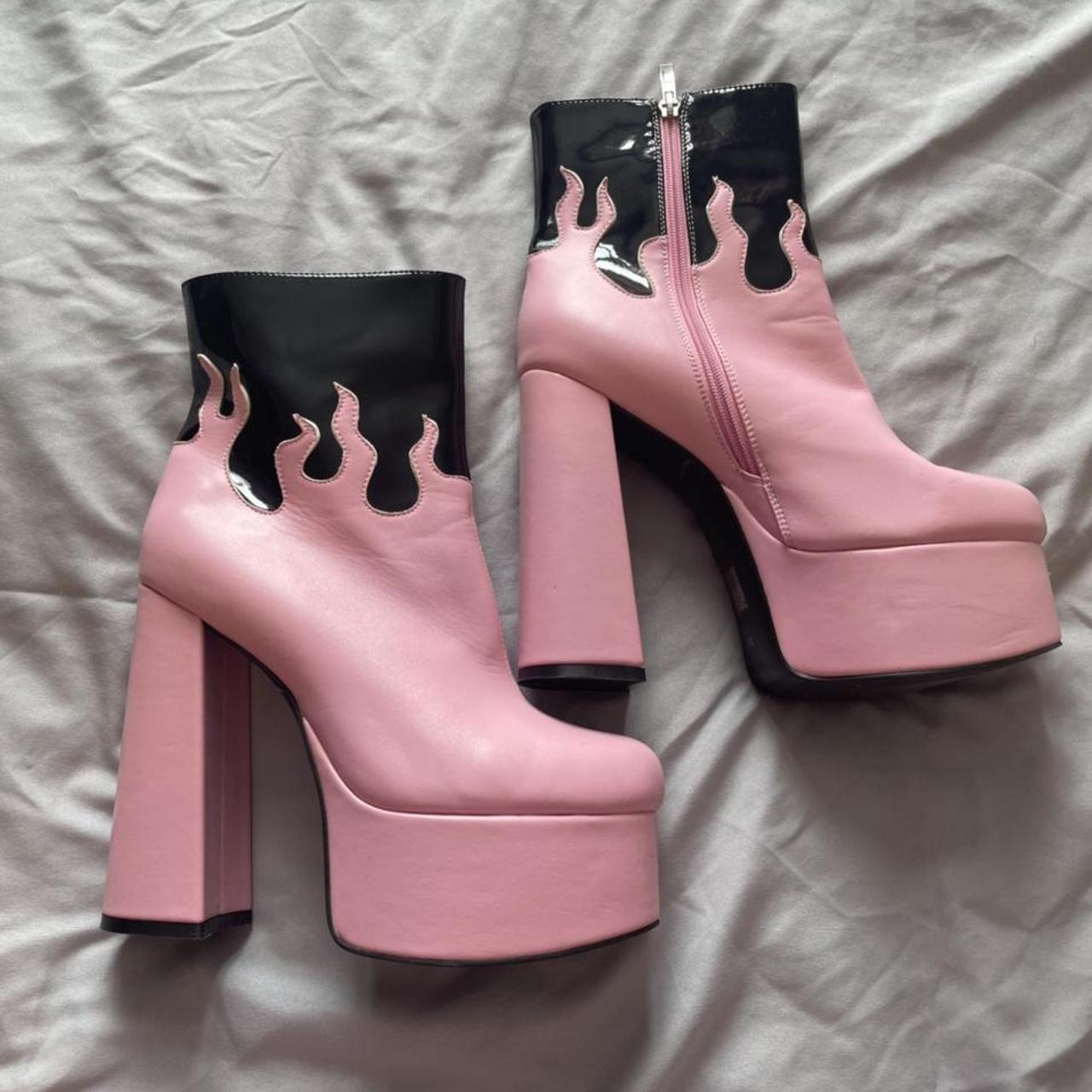 Neon pink and black platform shoes. Unsure of the... - Depop