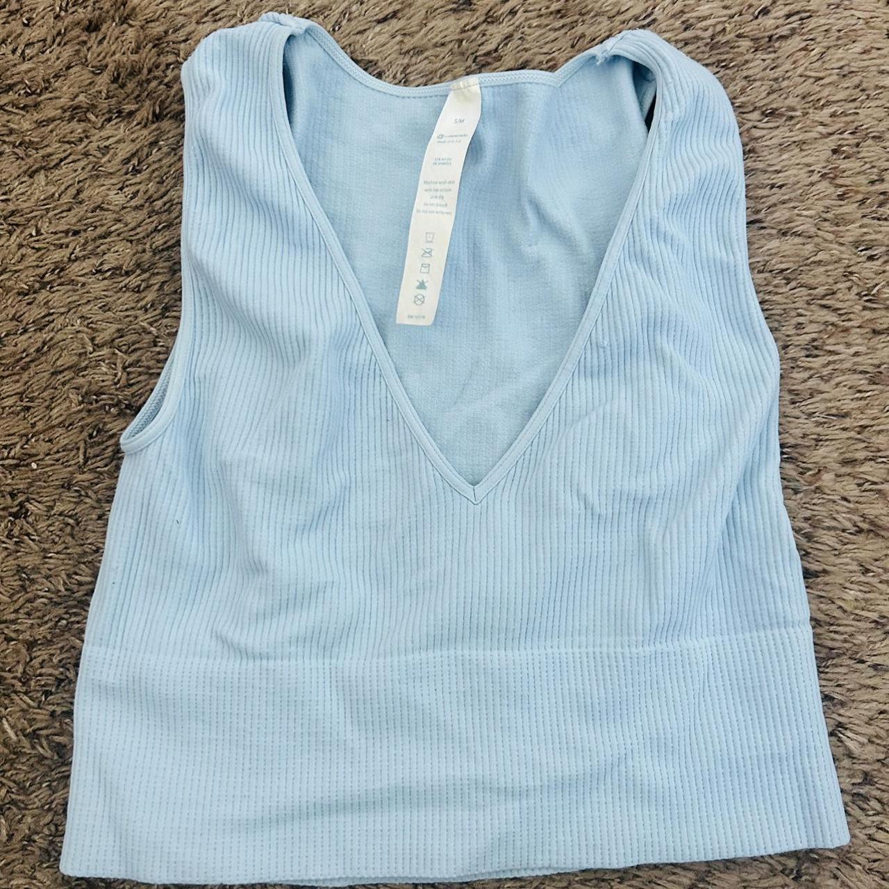 Light blue ribbed tank top -small- medium -$4 shipping - Depop