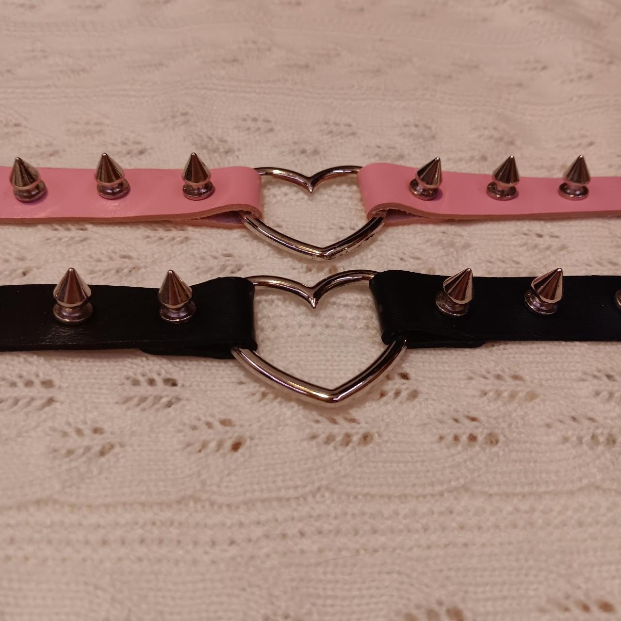 2 pcs black and pink spiked chokers.🖤♡🩷 #emo #goth... - Depop