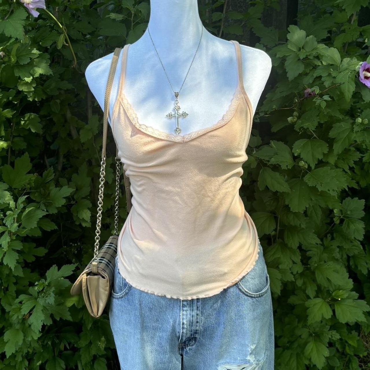 light orange cream cropped lace tank🍦🍊 ️MESSAGE... - Depop