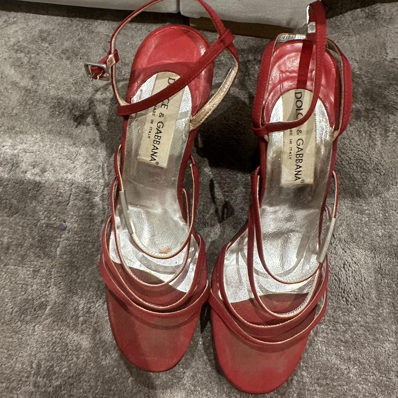 dolce & gabbana red chunky heels. super cute and... - Depop