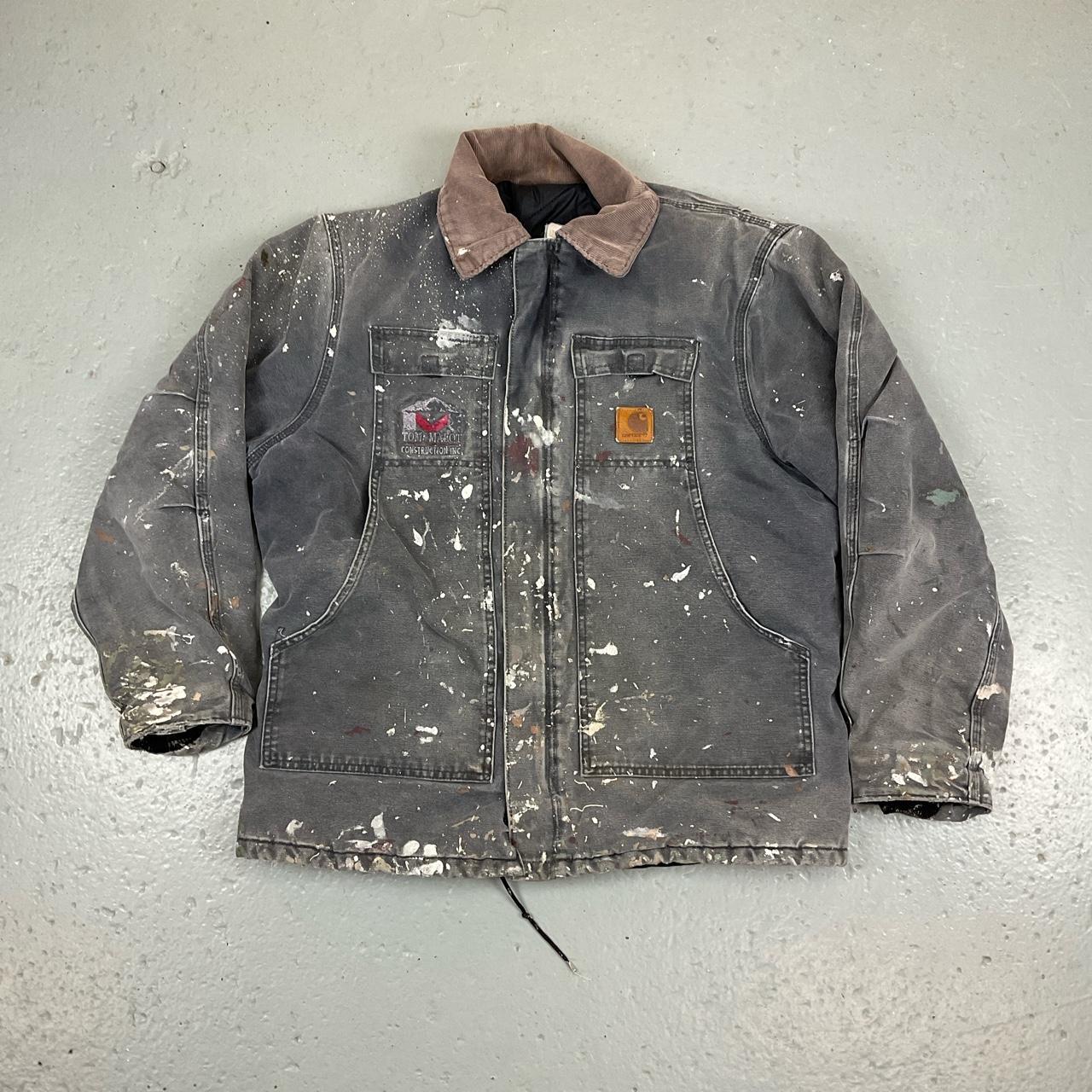 Carhartt Detroit work jacket in a grey colour. Cord... - Depop