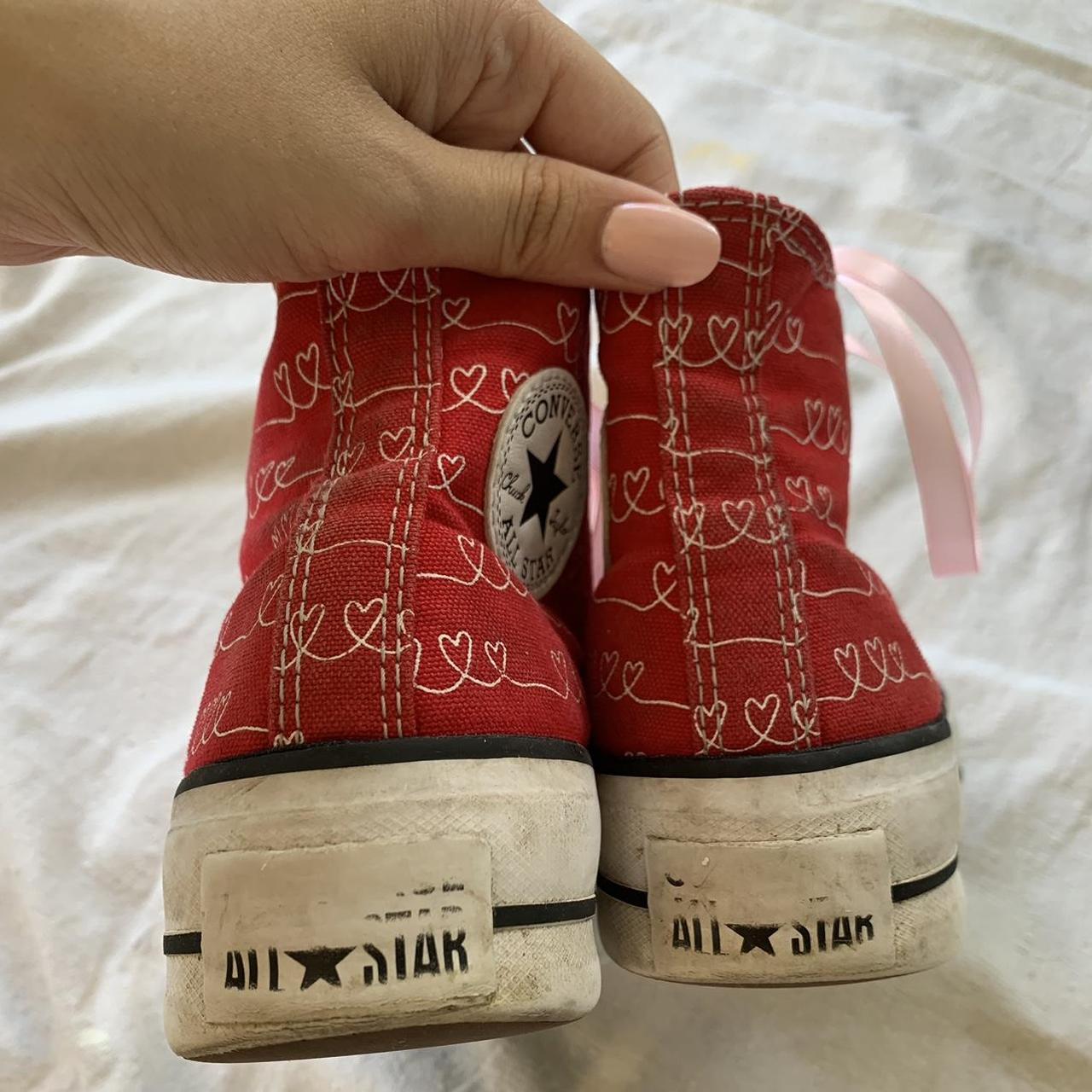 Red heart platform converse, missing the laces so I... - Depop