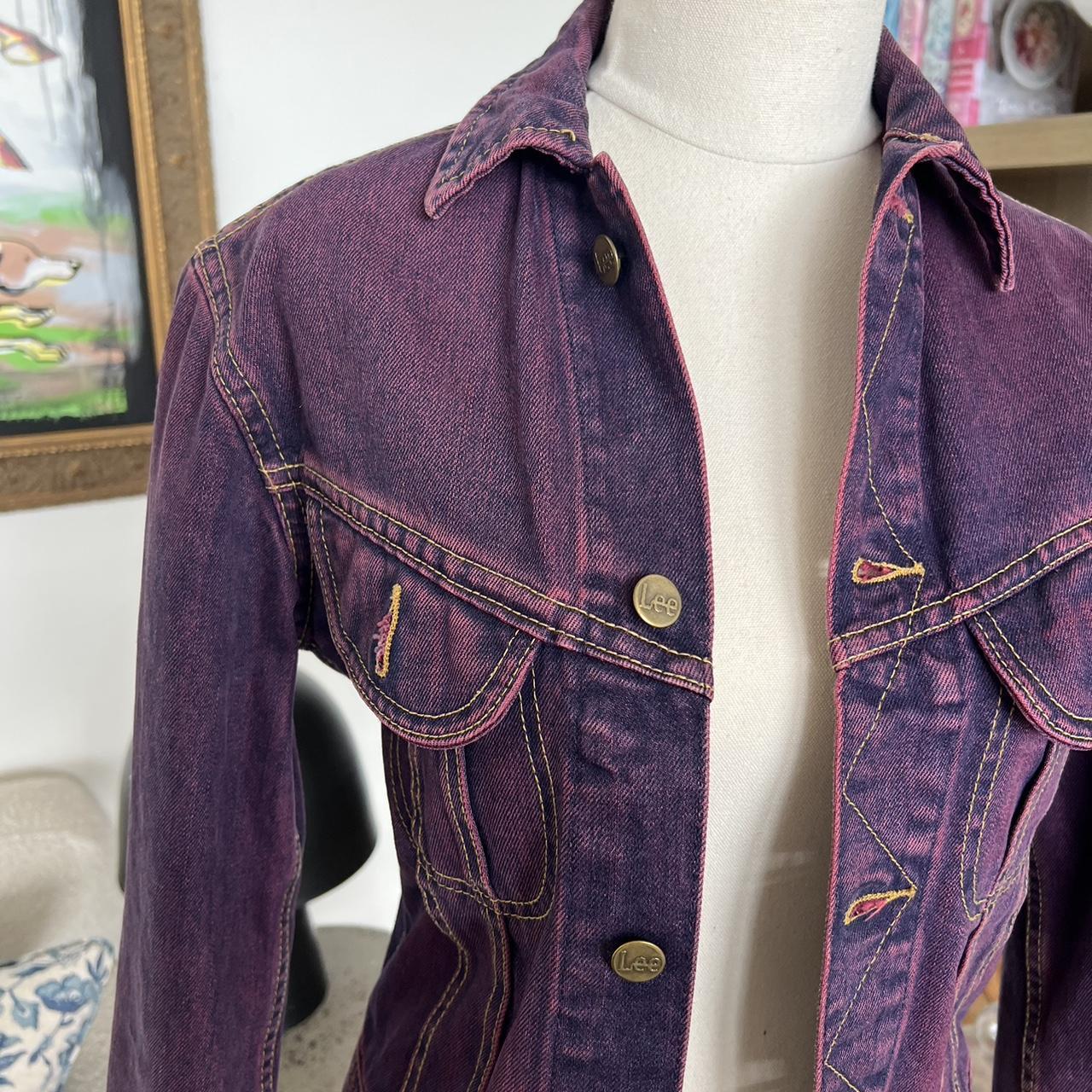 Purple fitted denim Jacket Labelled size medium but... - Depop