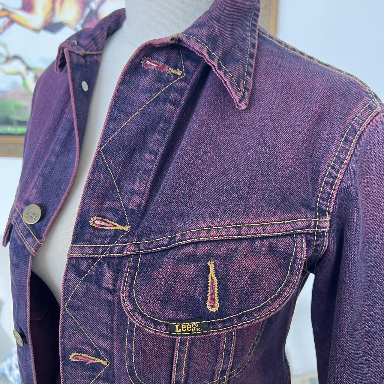 Purple fitted denim Jacket Labelled size medium but... - Depop