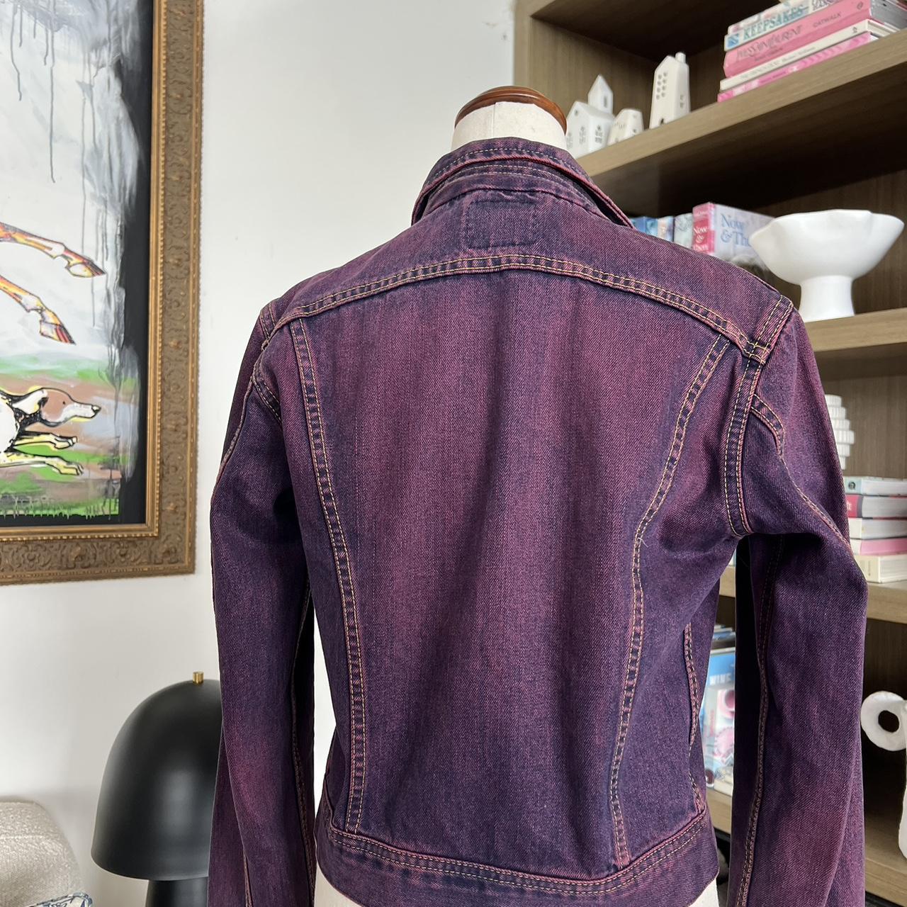 Purple fitted denim Jacket Labelled size medium but... - Depop
