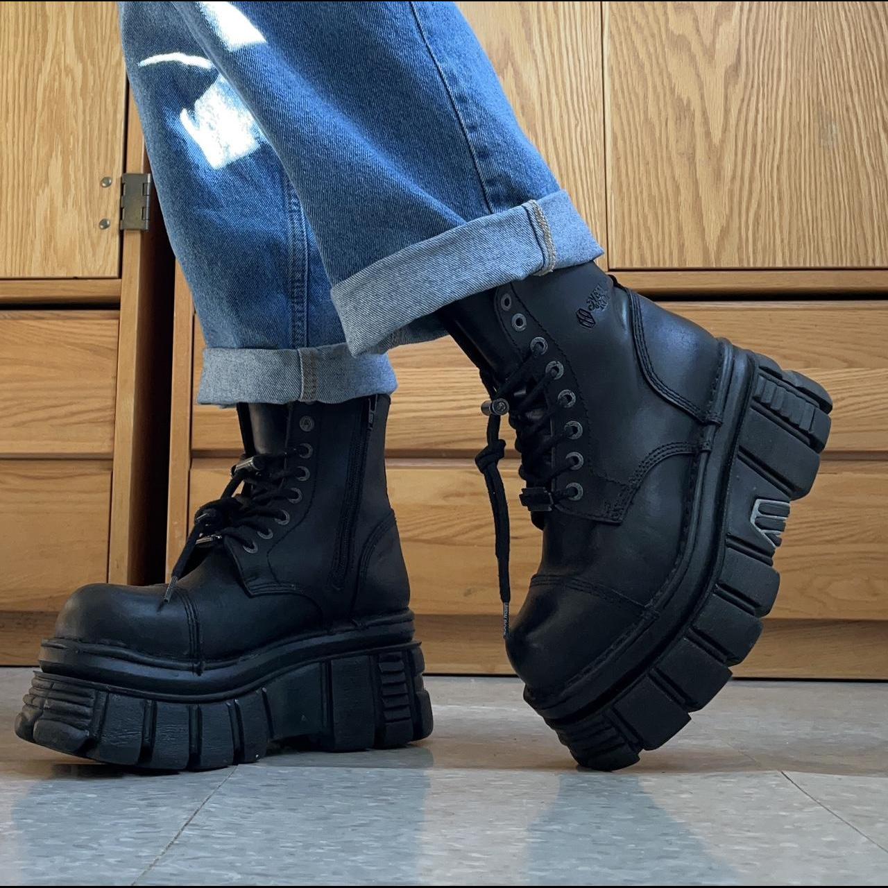 NEW ROCK TOWER COMBAT BOOTS - only used couple... - Depop