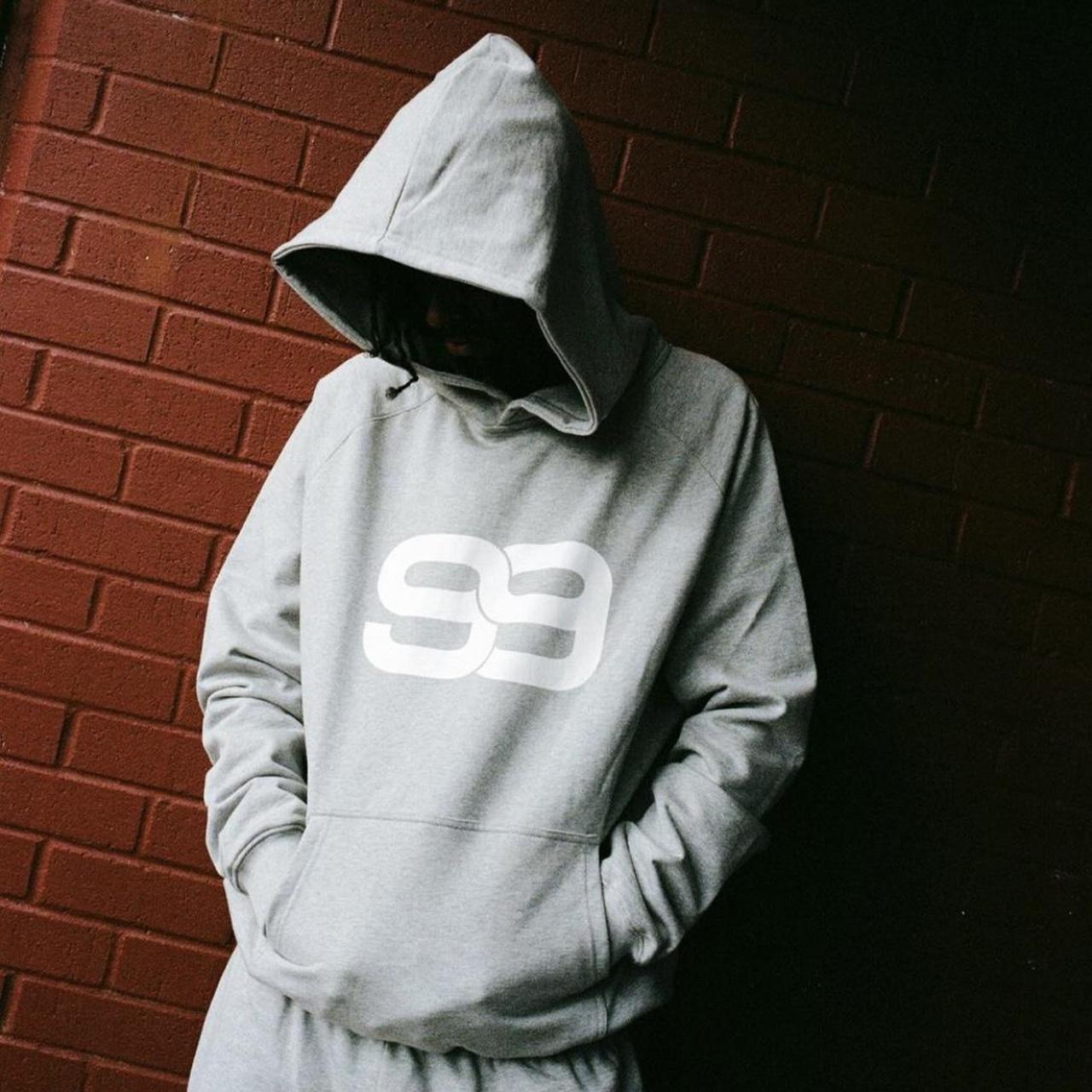 99byjms hoodie (grey/white) Very high quality piece... - Depop
