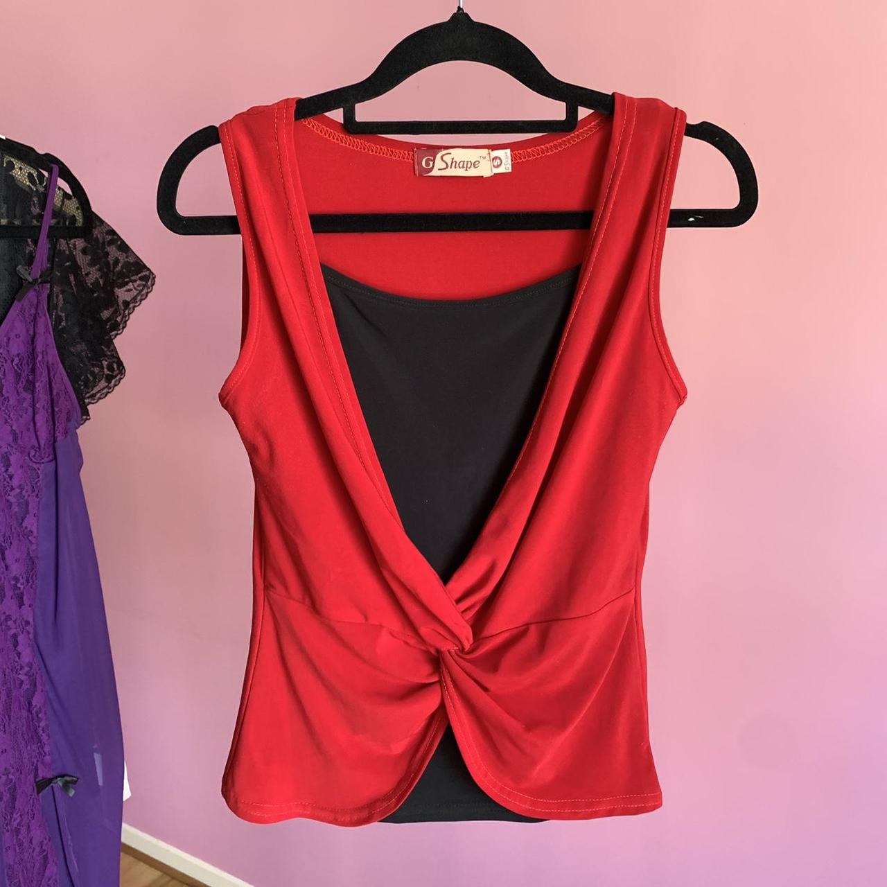 iconic 2000s red & black top💥 multi layer top with... - Depop