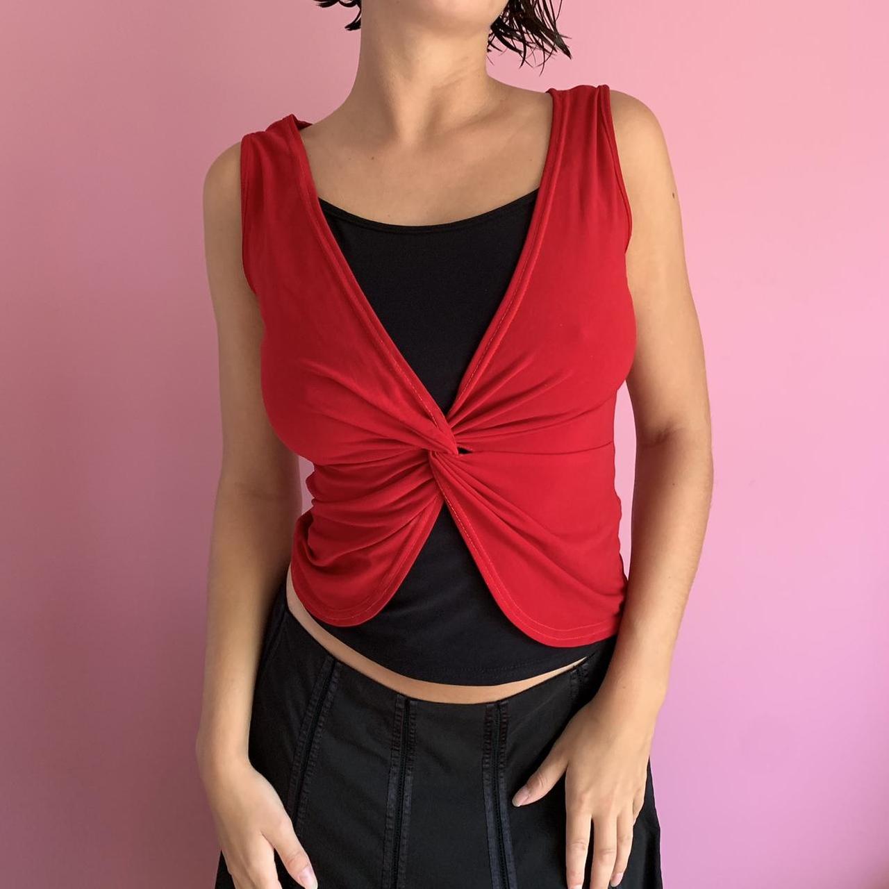 iconic 2000s red & black top💥 multi layer top with... - Depop