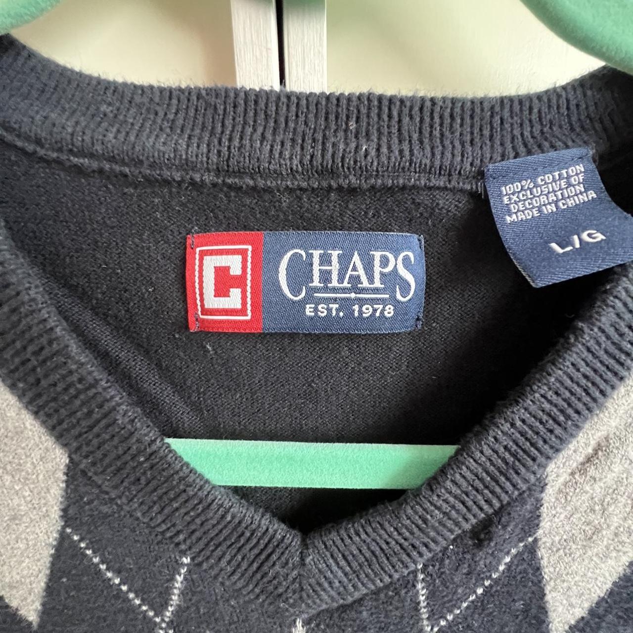 Chaps Women's Navy and White Jumper | Depop