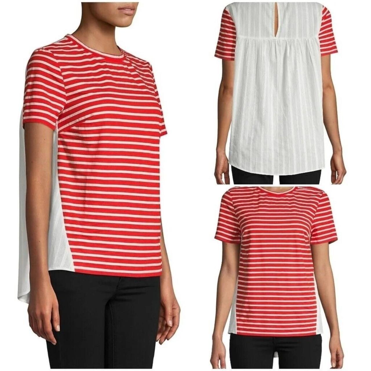 English Factory Red & White Striped Front... - Depop