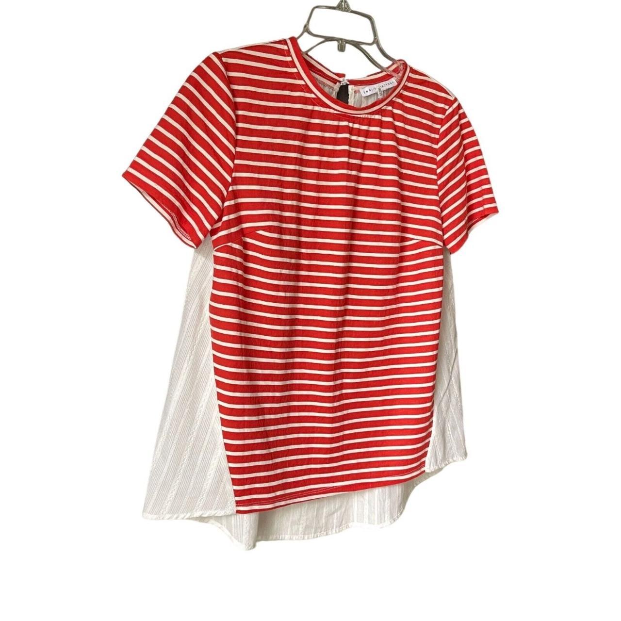English Factory Red & White Striped Front... - Depop