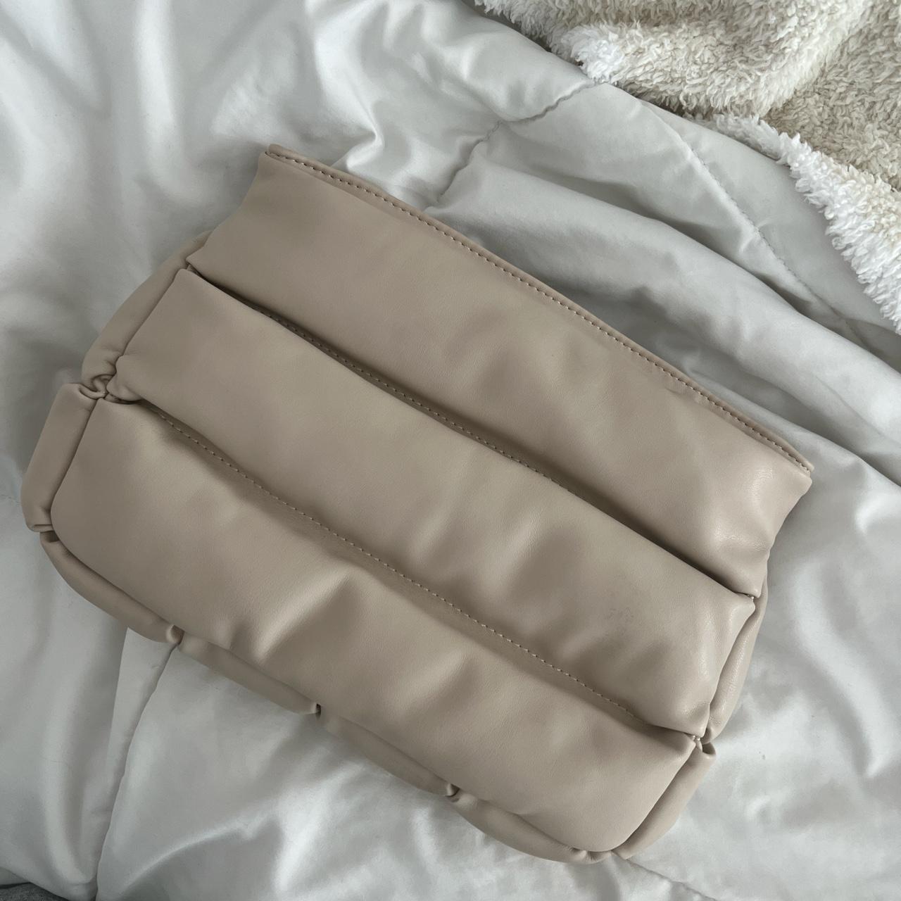 Beige Clutch - super cute beige pleather puffy... - Depop