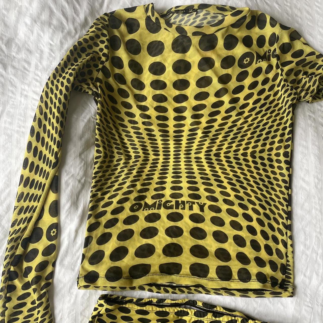 O-MIGHTY yellow and black polka dot two piece. In... - Depop