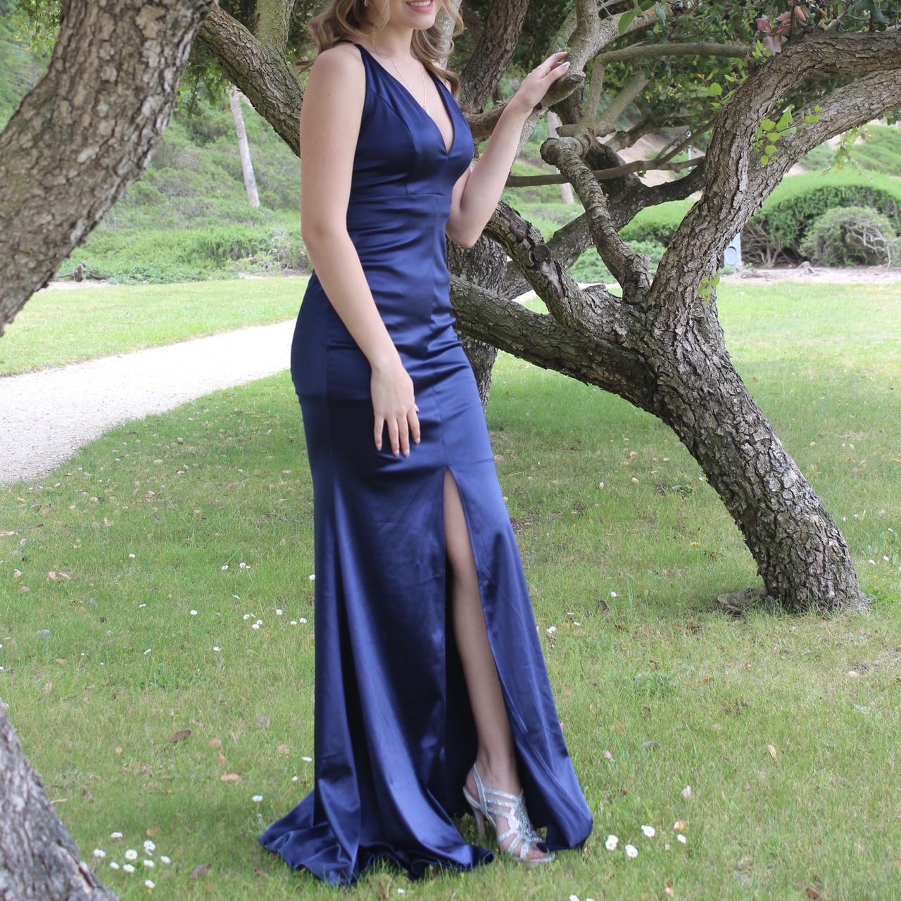 Navy Blue Prom Dress Tight Slit Down The Front Depop