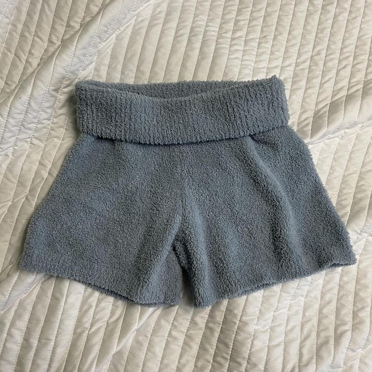 Light blue fuzzy pajama shorts size XS. - Depop